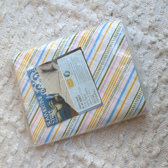 Sears | Bedding | Vintage Sears Candy Stripe 7s Twin Flat Bed Sheet Nos ...